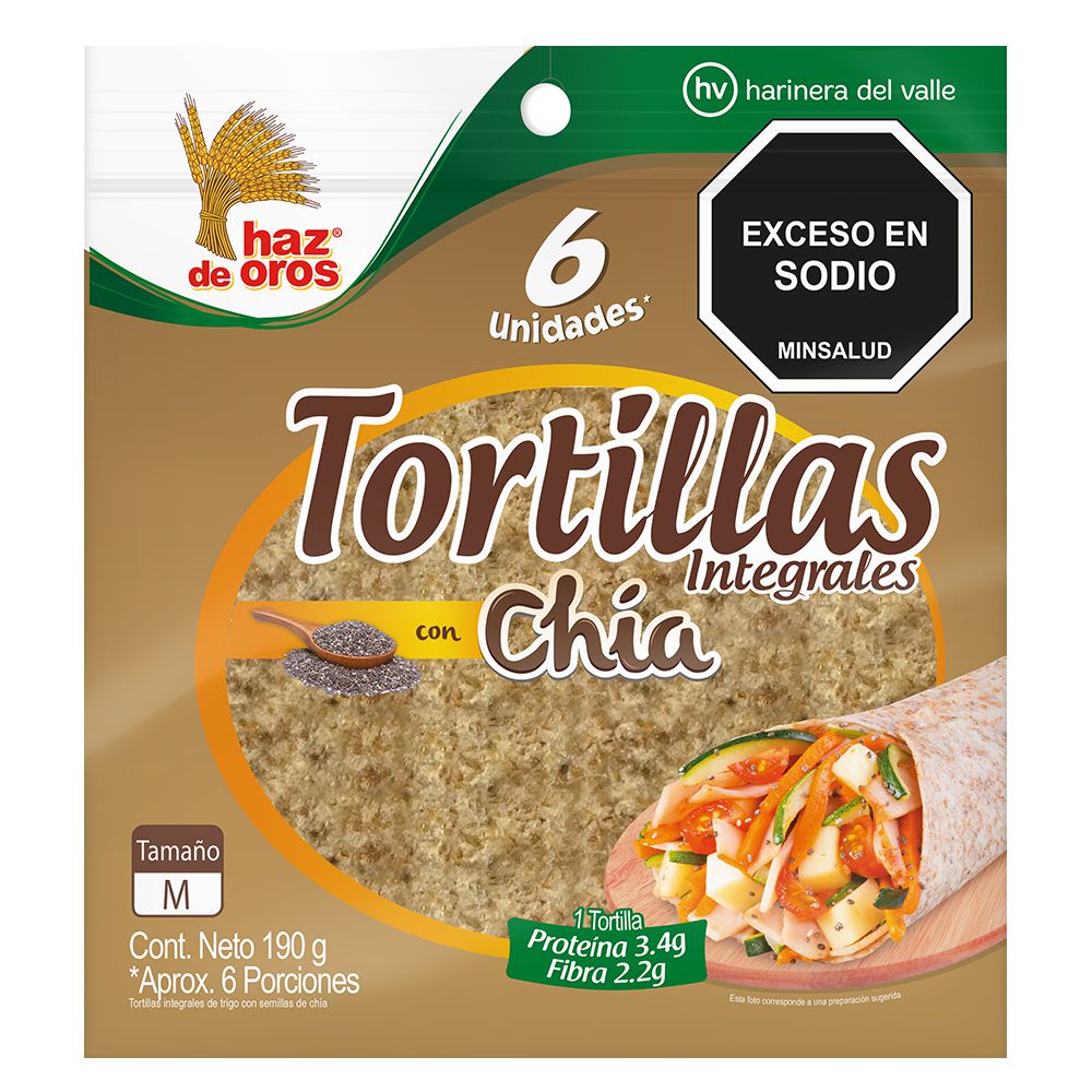 Tortilla HAZ DE OROS integral con chía (190 gr)