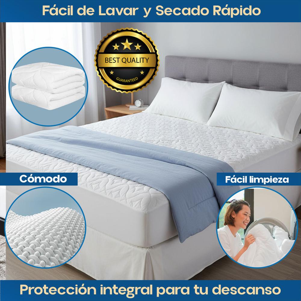 Protector De Colchón Doble Antifluido Microfibra Con Banda